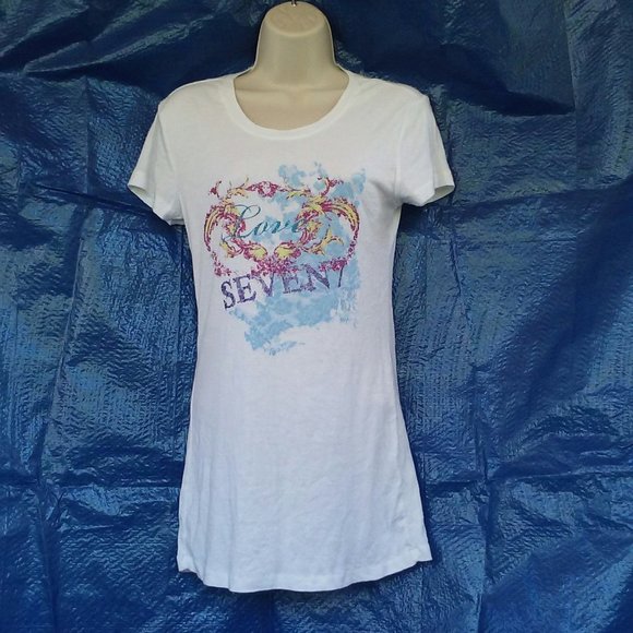 Seven7 | Tops | Seven 7 Womens Tshirt Sz M Lightweight Knit Logo | Poshmark